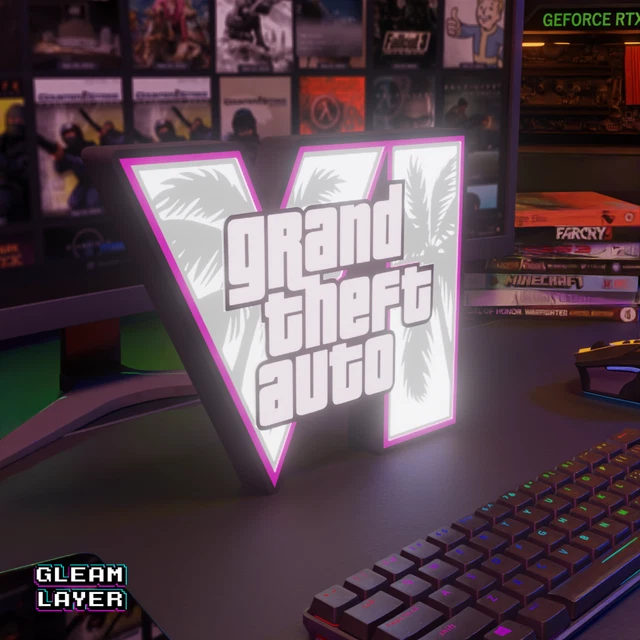 GTA 6 LOGO Grand Theft Auto VI Led Gaming Light Sign £44.26 - PicClick UK