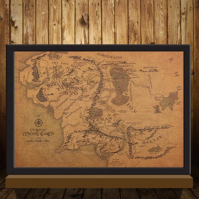 TIE LER VINTAGE Middle Earth Map On Poster Home Decor Wall Sticker ...