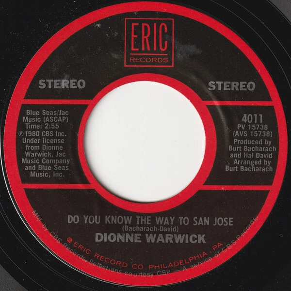 DIONNE WARWICK - Do You Know The Way To San Jose - disque vinyle d ...