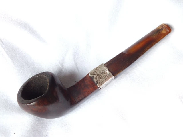 BRIAR & SILVER mounted, diamond stemmed pipe with Chester hallmarks for ...