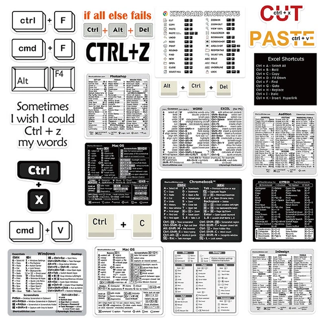 30PCS WINDOWS ADOBE Photoshop Quick Reference Keyboard Guide Shortcut ...