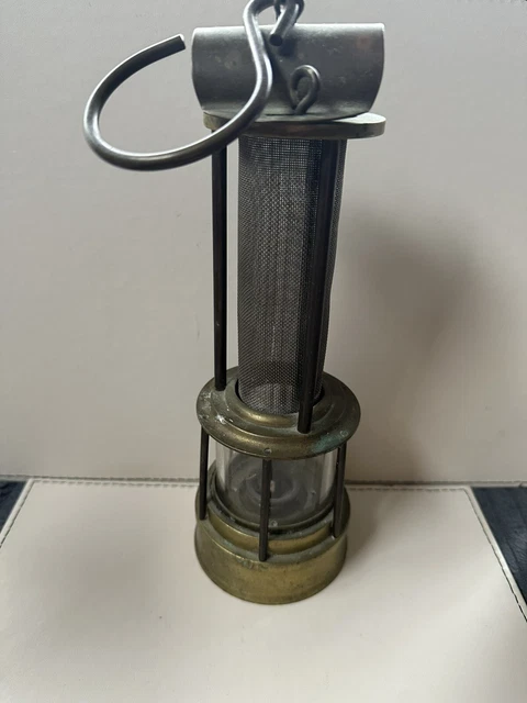 VINTAGE BRASS WELSH Miners Lamp Clanny / Open Gauze Style Paraffin Lamp ...