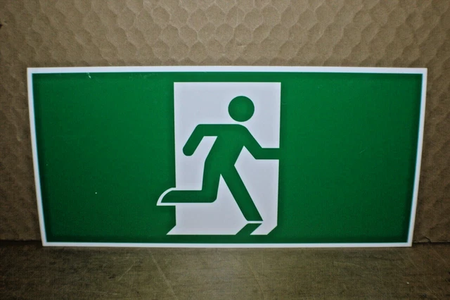 RUNNING MAN PICTOGRAM STRAIGHT FROM HERE Exit Sign 13in X 6.25in Insert ...