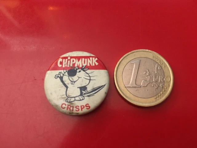 80S VINTAGE BADGE: Chipmunk Crisps UK potato snack scene WALKERS TUDOR ...