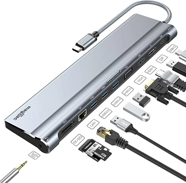 Usb C Docking Station Dual Monitor Laptop Dock With 3 Usb 3 0 Hdmi 12