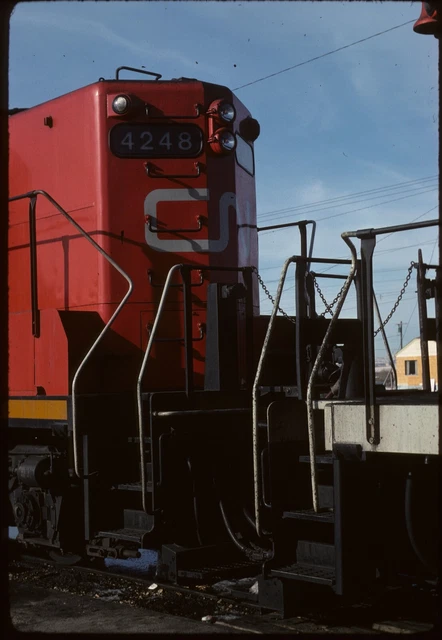 BH.DDB3.CN974 ORIGINAL SLIDE Canadian National EMD GP9 #4248 at Calgary ...