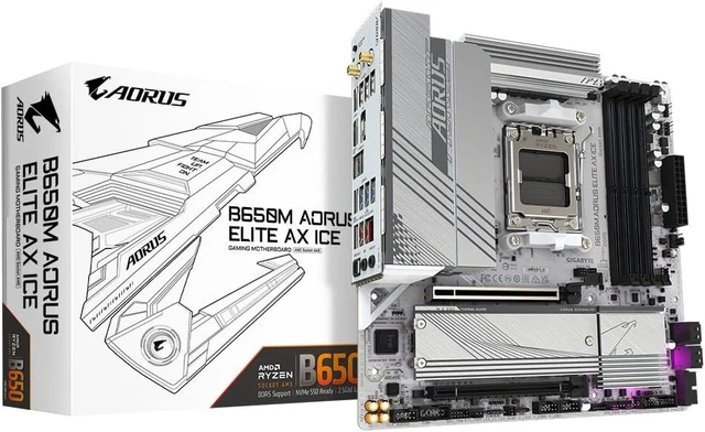GIGABYTE B650M AORUS ELITE AX ICE Motherboard AMD Socket AM5 Dual ...