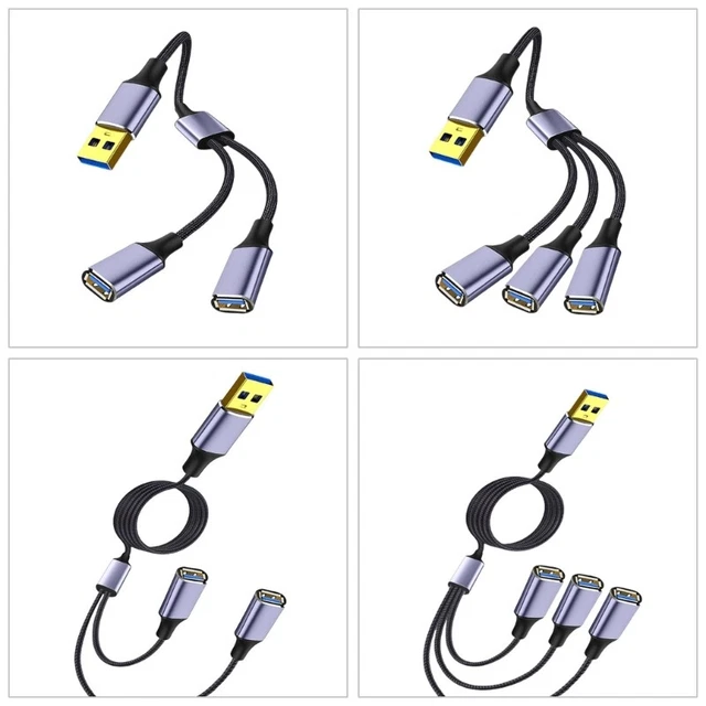 USB SPLITTER CABLE Extension Cable Connect Charge Multiple Devices ...
