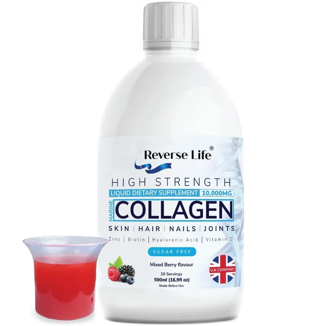 REVERSE LIFE MARINE Collagen Liquid Supplement Drink High-Strength 10 ...