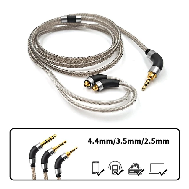 CÂBLE AUDIO ARGENT OCC pour casque SONY IER-Z1R IER-M9 IER-M7 XJE-MH2 ...