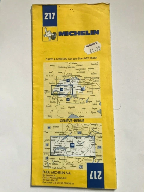 VINTAGE MICHELIN ROAD Map Of Geneve-Bern/Berne Map No. 217 £3.79 ...