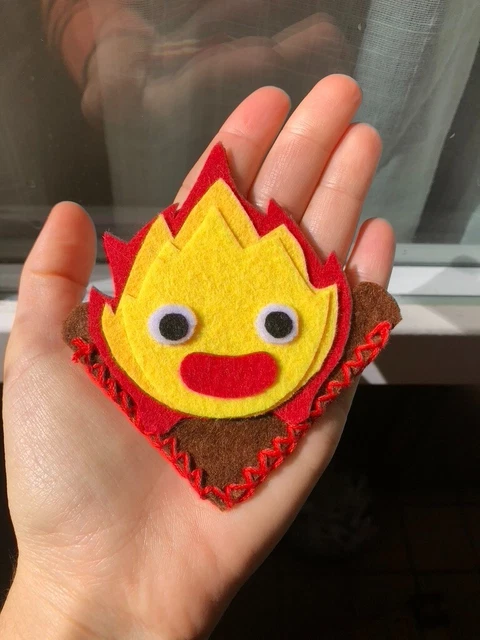 CALCIFER BOOKMARK 100% felt, Studio Ghibli, handmade, hand-sewn ...