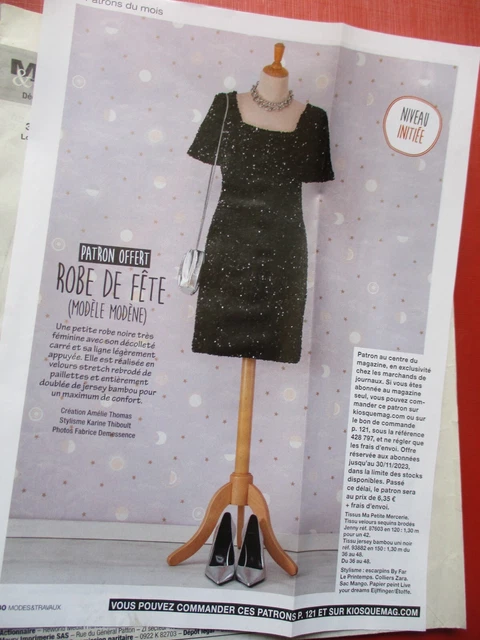 PATRON FEMME robe de fetes doublée decolleté carré du 36 au 48 M. et T ...