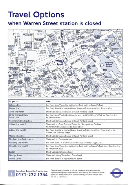 LONDON UNDERGROUND TRAVEL Options When Warren Street Station Closed ...