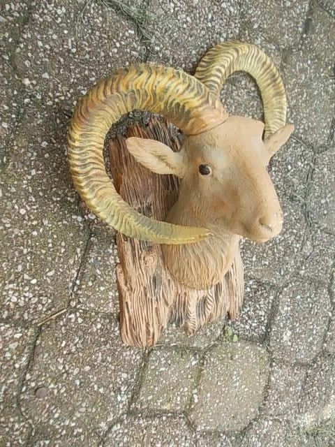 TRÈS JOLI TROPHÉE chasse factice tête mouflon ppolymère déco kitsch ...