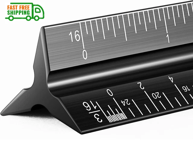 ARCHITECTURAL SCALE RULER 12" Aluminum Architect Triangular Black ...