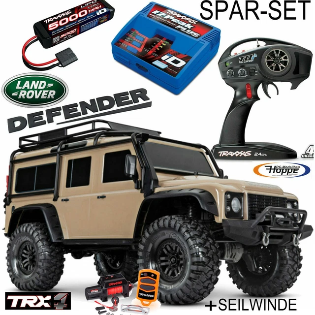 TRAXXAS TRX-4 LAND Rover Defender Sand + 5000 2S Lipo +ID 4A Charger ...