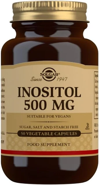 SOLGAR INOSITOL 500MG 50 Vegetarian Vegan Capsules Free of Gluten ...