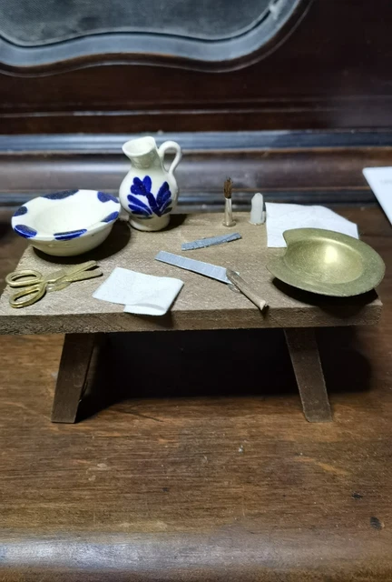 SANTONS DE PROVENCE La table du barbier en bois pour Santons 12 -16cm ...