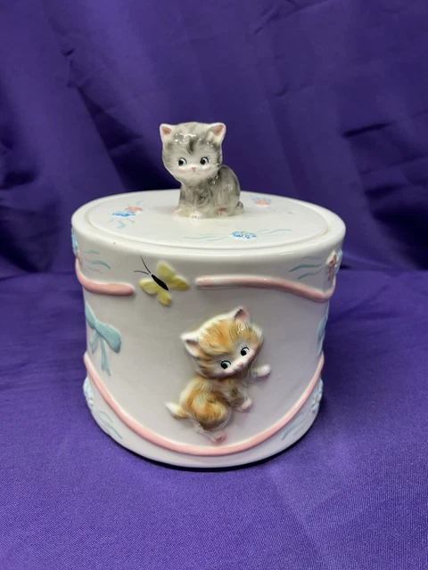 VINTAGE LEFTON CAT Kitten Cookie Jar Canister Pastel Retro Very Rare £ ...