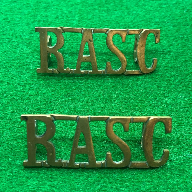 ORIGINAL WW2 BRITISH Army RASC Royal Army Service Corps Brass Shoulder ...