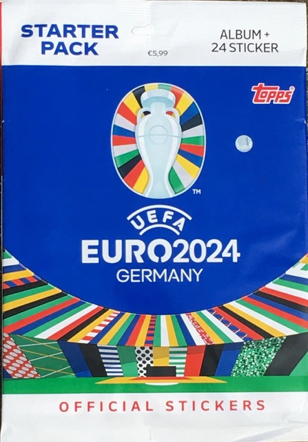 TOPPS OFFICIAL EURO 2024 Sticker Collection Starter Pack Album + 24 ...