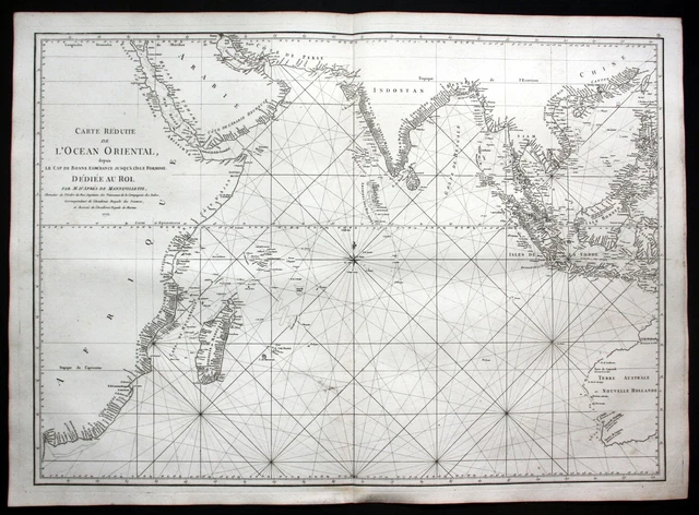 1775 INDIAN OCEAN Australia Philippines China sea map Karte ...