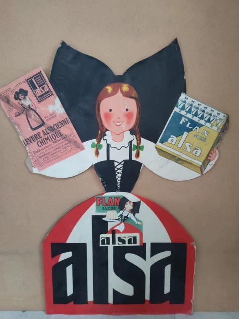 ANCIEN CARTON PUBLICITAIRE Alsa.levure Alsacienne.63 Cm De Haut.panneau ...