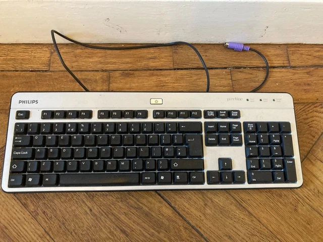 PHILIPS QWERTY KEYBOARD model tgk-6000S Freeline wired PS/2 - USED (G1L ...
