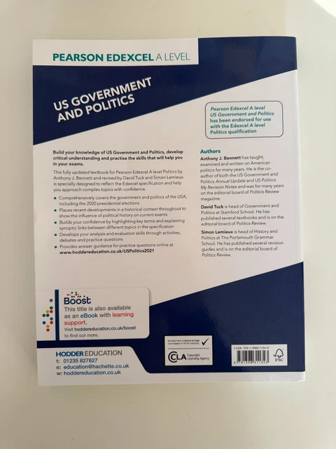 PEARSON EDEXCEL A-LEVEL US Government and Politics Textbook £31.90 ...