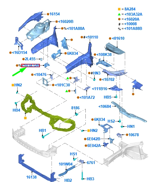 FORD KUGA MK2 C520 Front Left Side Member Reinforcement 1727548 NEW ...