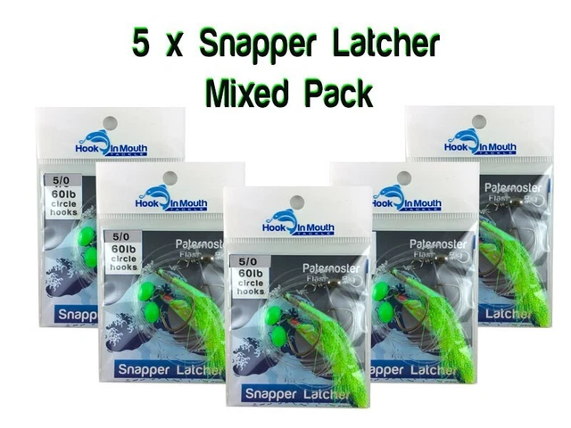5 SNAPPER RIGS Flasher Fishing Rig - Paternoster 60lb 5/0 Hooks Surf ...