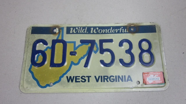 WEST VIRGINIA 1985 licence/number plate US/United States/USA/American ...