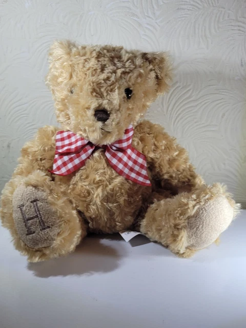 WHSMITH HENRY TEDDY Bear 11" Plush Soft Toy with Red & White Bow Cuddly ...