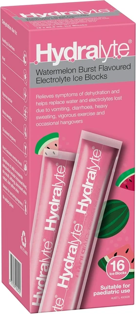 WATERMELON BURST FLAVOURED Electrolyte Ice Blocks 16 Packs - Great for ...