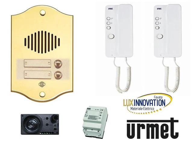 URMET 2 PULSE Gold Brass Button Two-Family Intercom Kit £239.17 ...