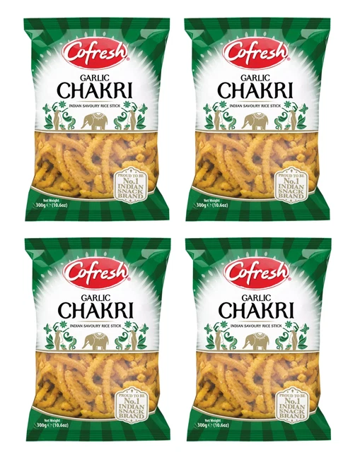 COFRESH GARLIC CHAKRI Indien Savoury Rice Sticks 300g PACK OF 4 $36.43 ...