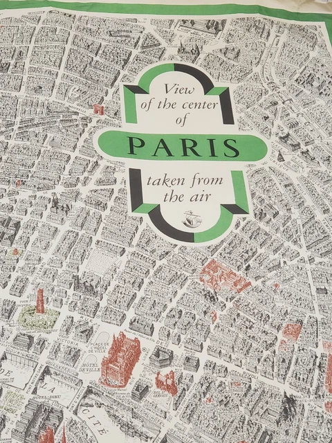 ORIGINAL 1954 POSTER - Paris City Center Map View Taken From Air ...