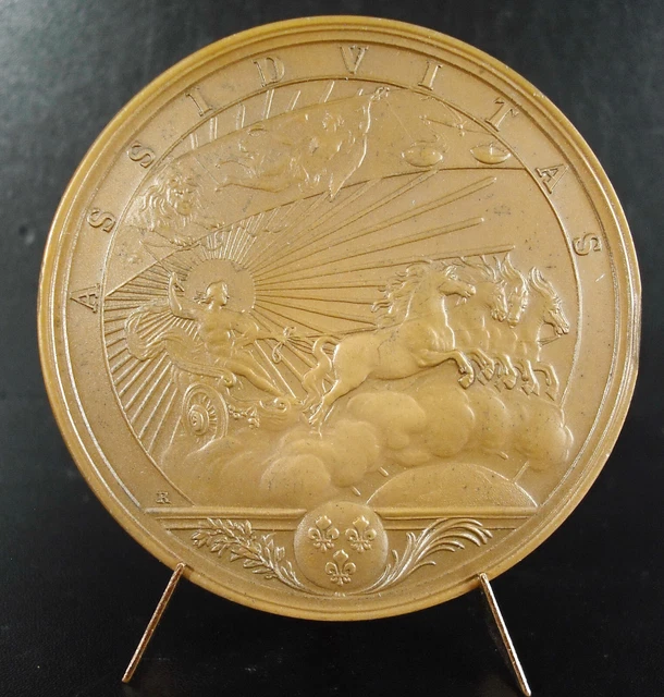 MÉDAILLE LUDOVICUS LOUIS XIV sur son char à 4 chevaux Molart Assiduitas ...