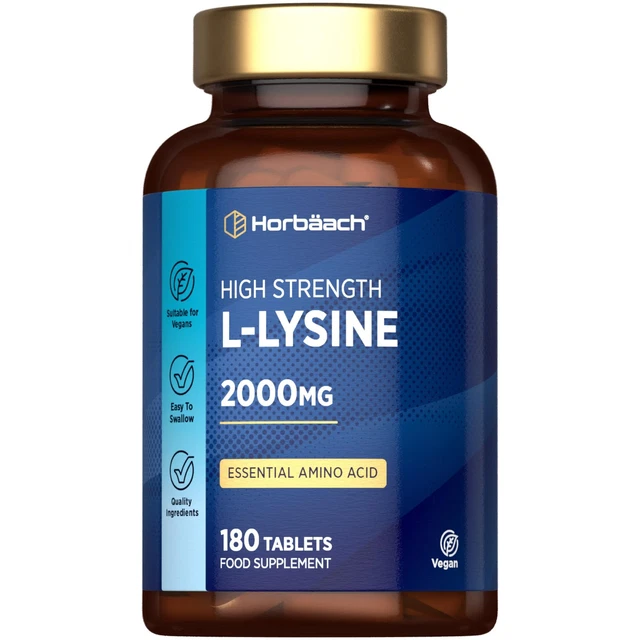 L LYSINE 2000MG 180 Tablets Essential Amino Acid Premium Supplement ...