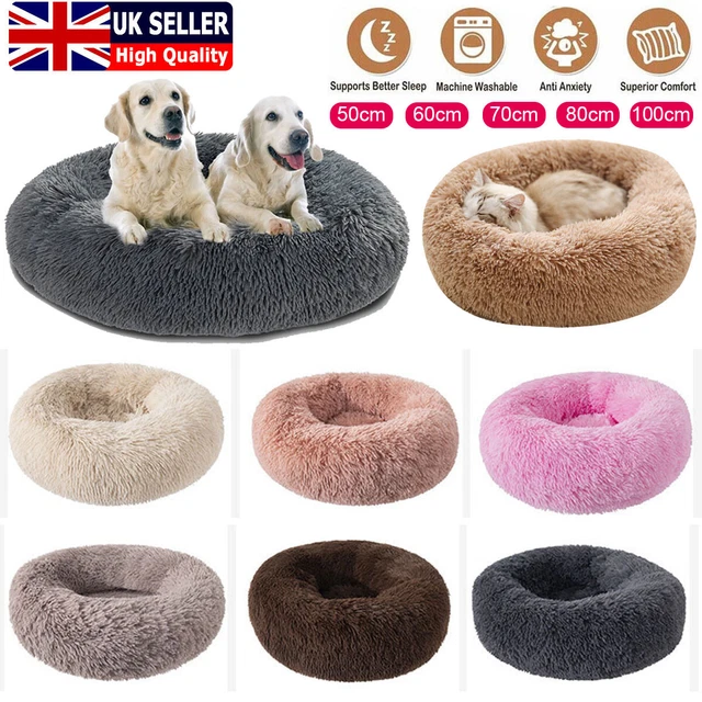 EXTRA LARGE DOG Cat Pet Calming Bed Comfy Fluffy Soft Dog Beds Round ...