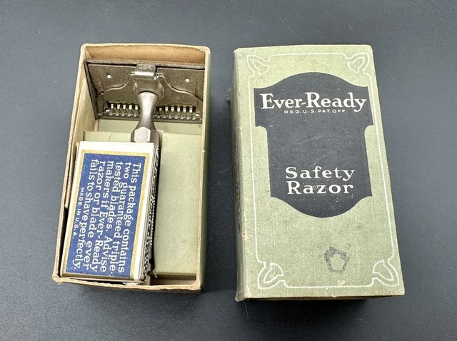 VINTAGE EVER-READY SAFETY Razor and Radio Blades in Original Box ...