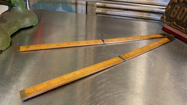 VINTAGE ENGLISH BOXWOOD Rabone 36” Carpenter’s Builder Timber & Brass ...