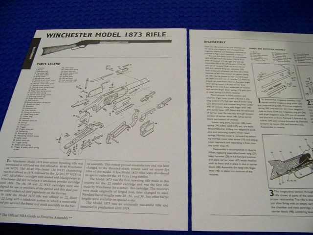 WINCHESTER MODEL 1873 Rifle.. Legend/Exploded View/Disassembly (879Mm ...