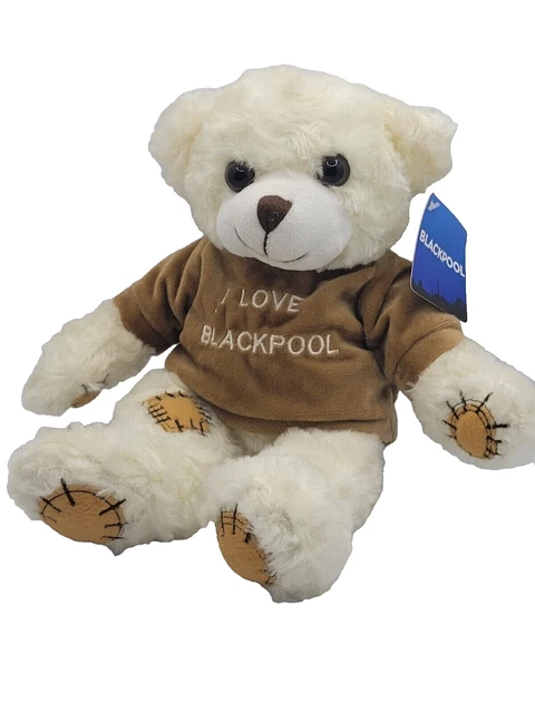 BLACKPOOL SOUVENIR &I Love Blackpool" Teddy Bear 11"Plush Cuddly Soft ...