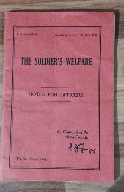 WW2 BRITISH ARMY The Soldier's Welfare Notes for Officers Pamphlet 1941 ...