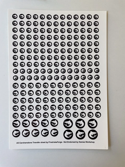 WARHAMMER 40K CARCHARODONS Space Sharks Badab War Custom Transfer Sheet ...