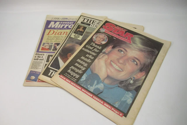 NEWSPAPER DEATH OF Princess Diana Daily star + The express + Mirror ...
