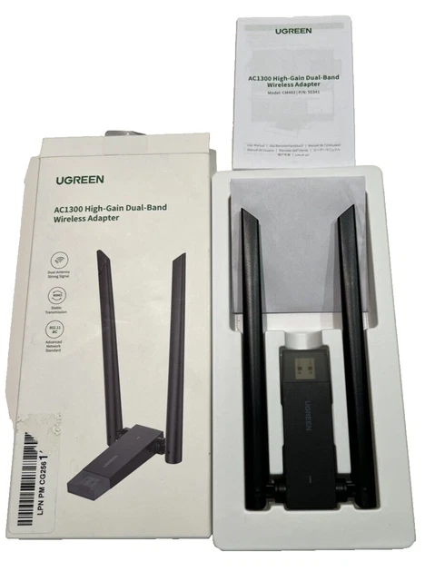 UGREEN USB WIFI Adapter, WiFi Adapter with AC1300 5dBi High Gain Dual ...