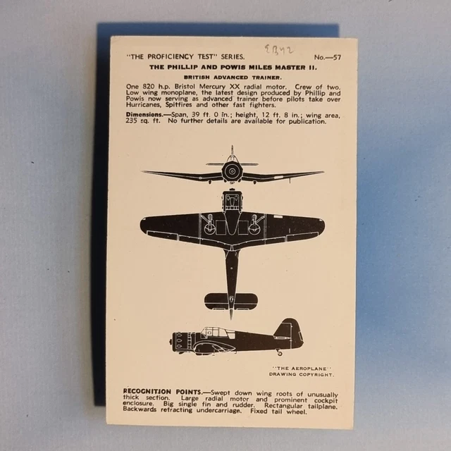WW2 AIRCRAFT RECOGNITION Postcard C1940 P&P Miles Master II Advanced ...